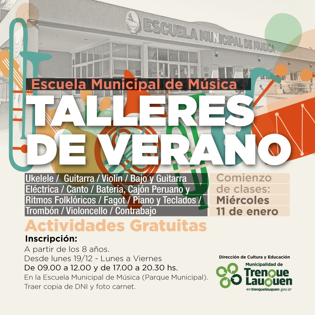 LA ESCUELA MUNICIPAL DE MÚSICA ABRIÓ LA INSCRIPCIÓN PARA LOS TALLERES DE VERANO: SON GRATUITOS Y ...